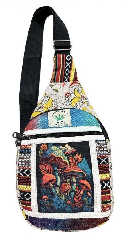 5 pieces Himalayan Hemp Handmade Crossbody Bags - Colorful Mushroom ...