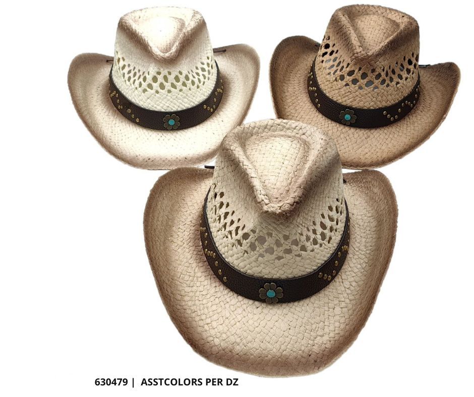 12 pieces Vintage Woven Cowboy Hats - Concho Flower Design - Cowboy ...