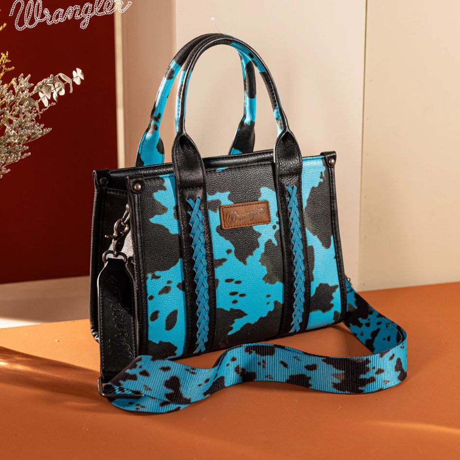Bulk Cow Carry Tote/Crossbody - Turquoise - Wholesale Sock Deals