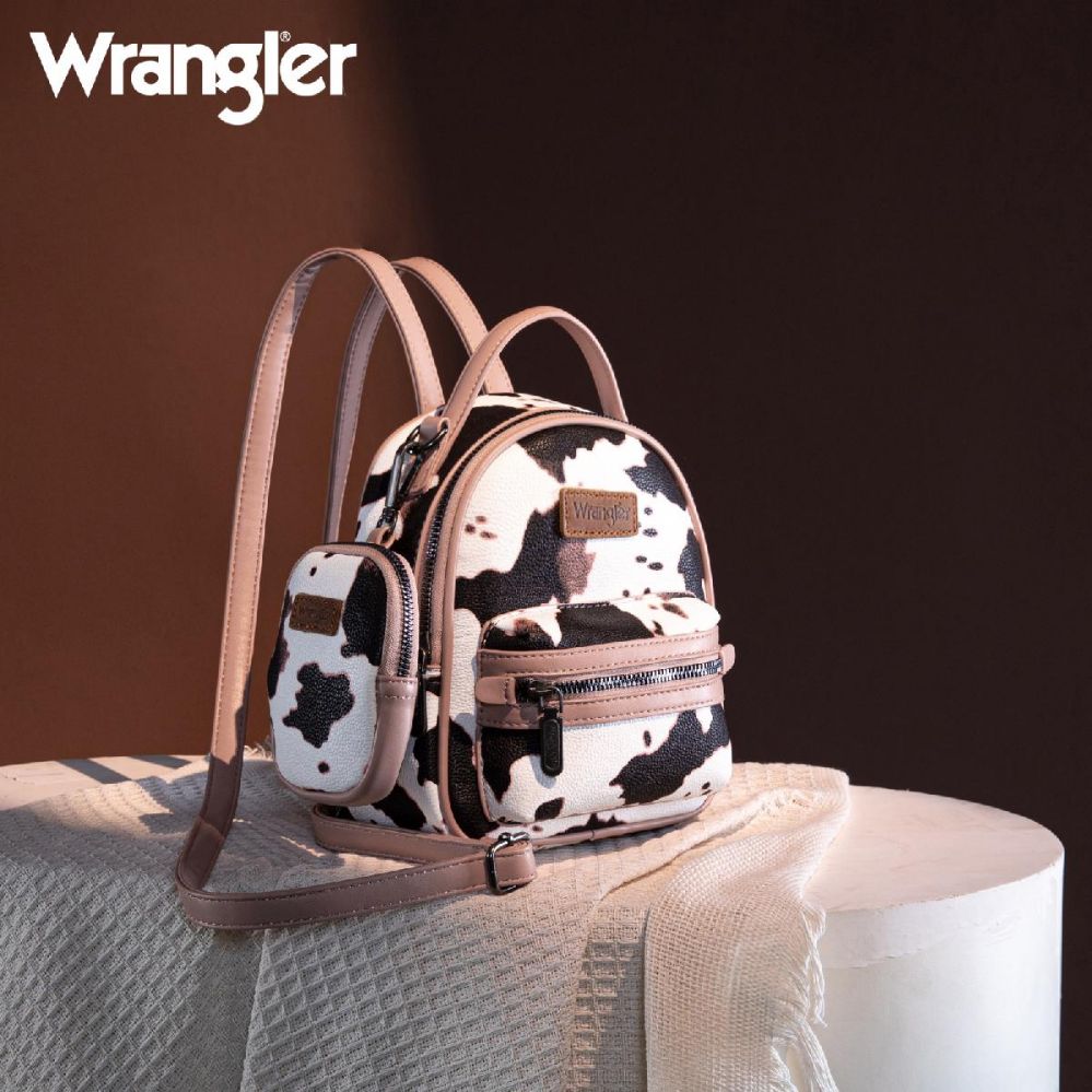 12 pieces Wrangler Cow Print Mini Backpack With Coin Pouch - Pink ...