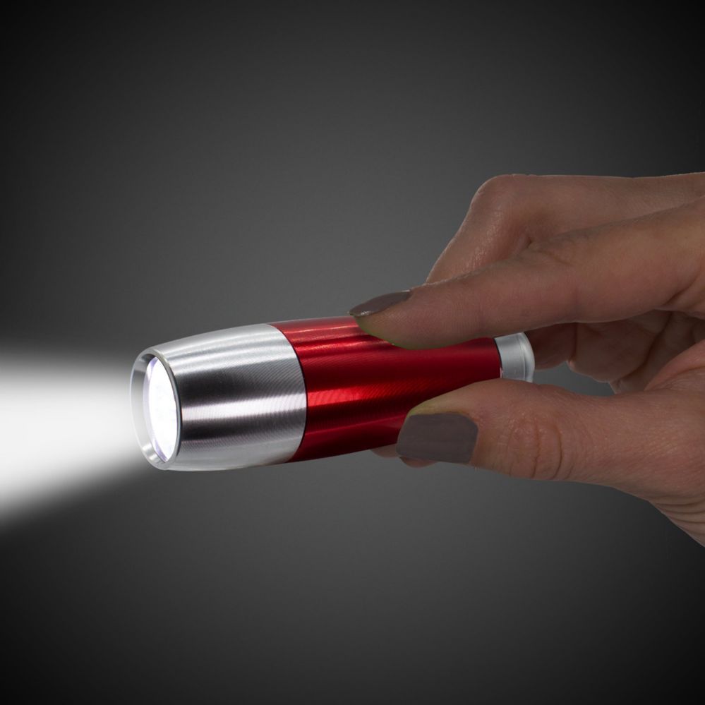 Bulk LED Red & Silver Taper Flashlight - Wholesale Sock Deals