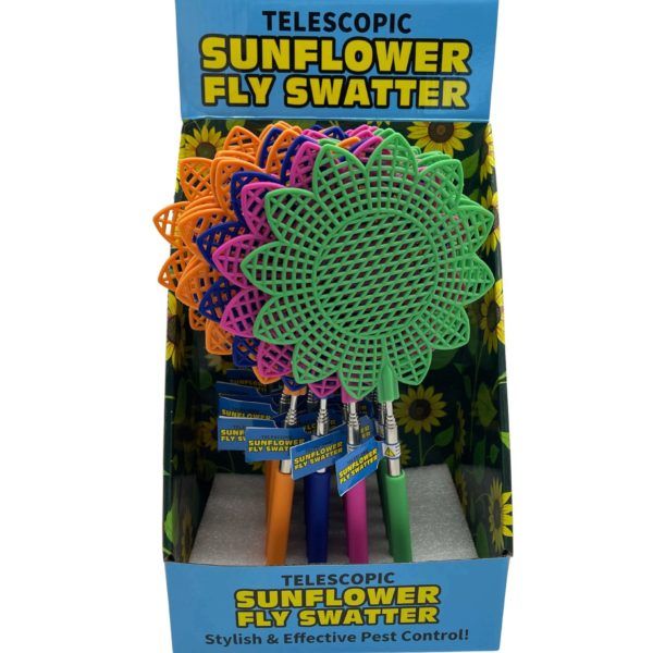 Bulk Telescopic Sunflower Fly Swatter In Countertop Display - WSD