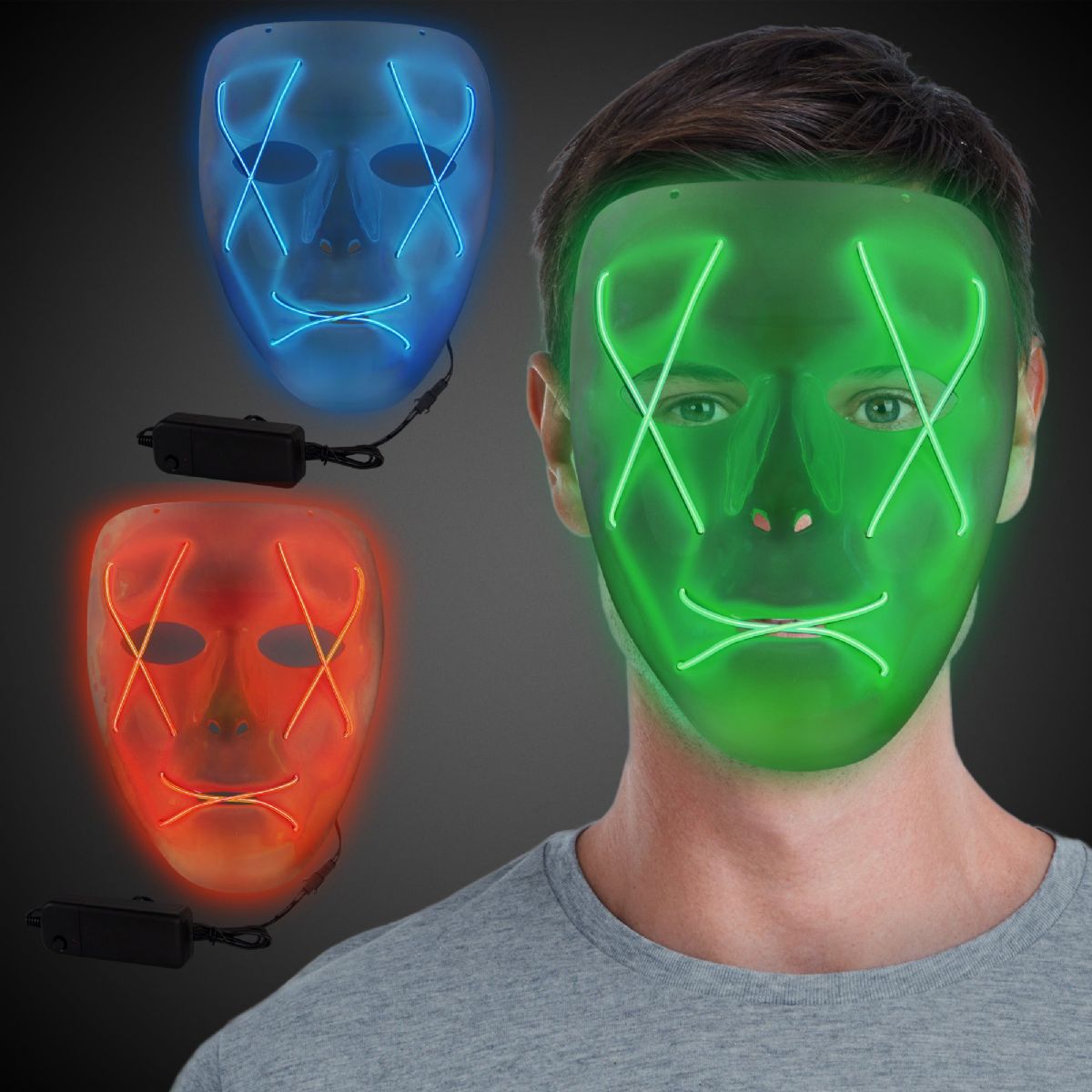 Bulk LED Assorted El Wire Masks - Wholesale Sock Deals