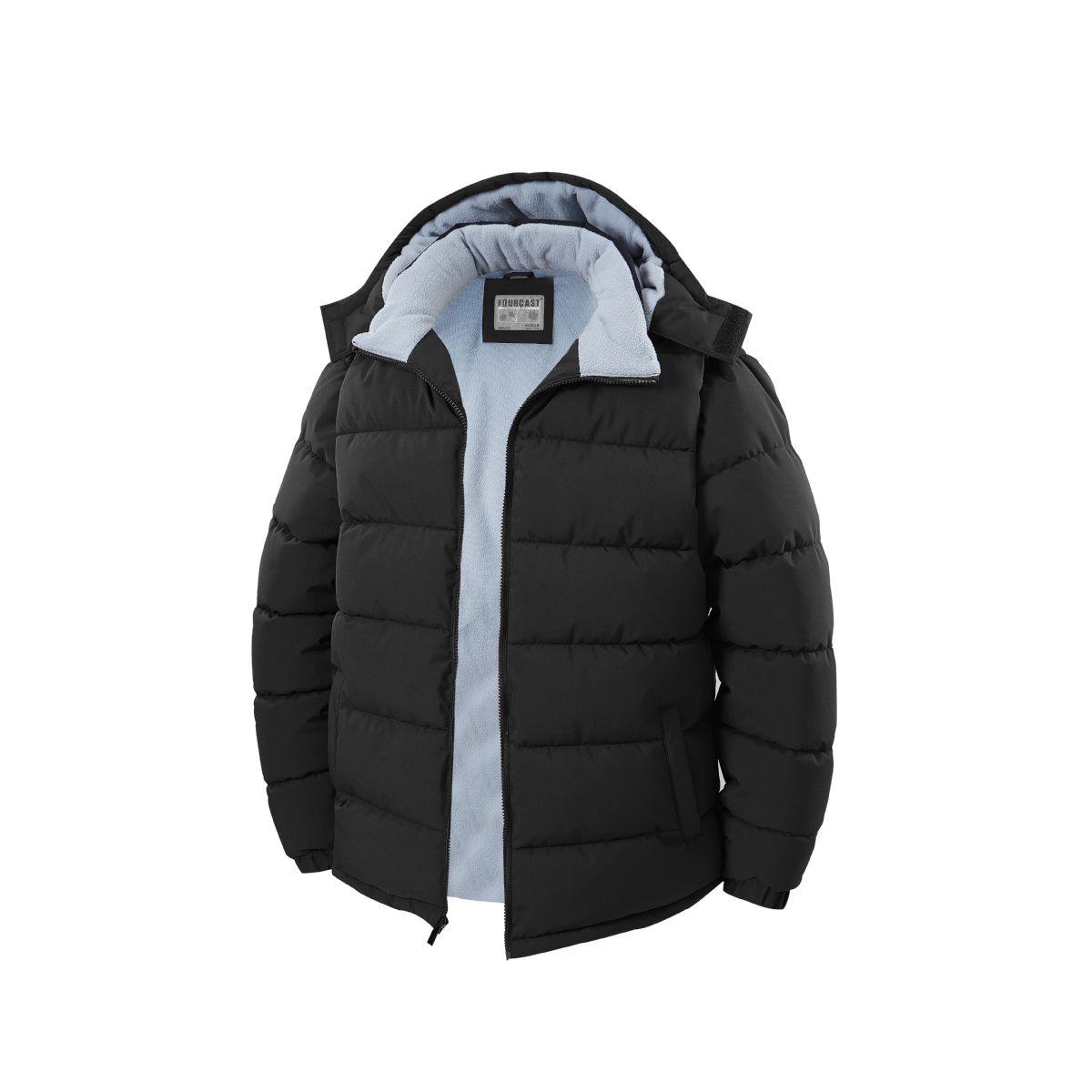 12 Pieces Mens Woven Padded Bubble Jacket With Zip Off Hood And Polar ...