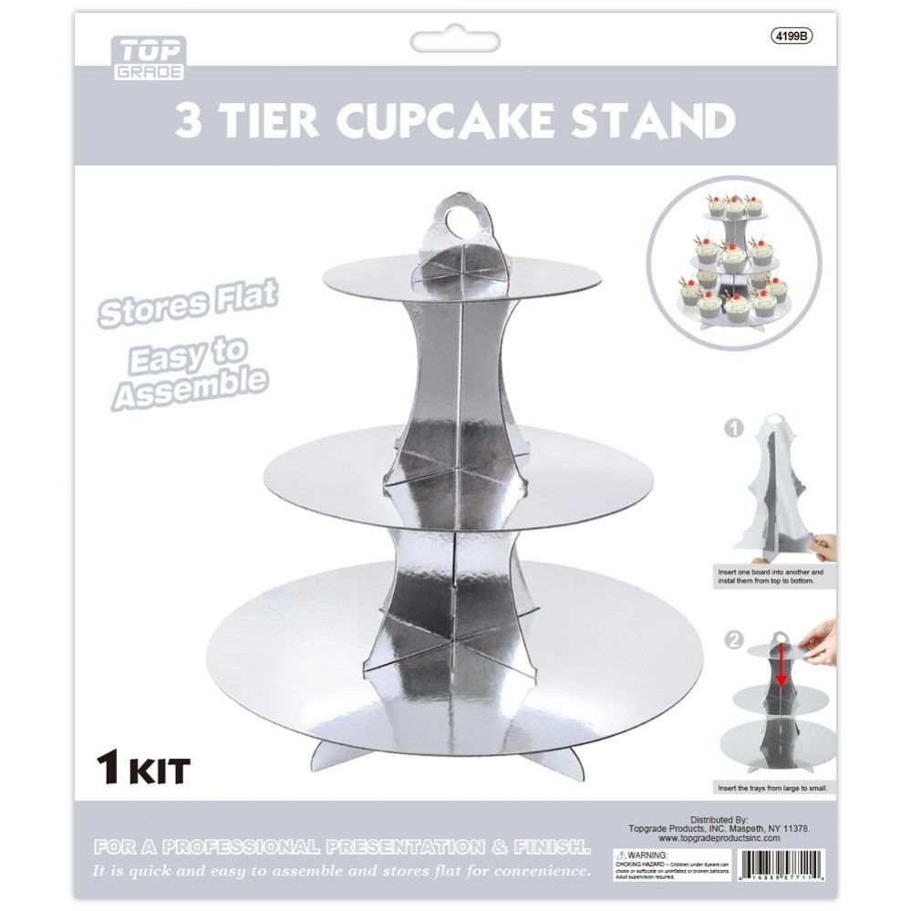 Bulk 3-Tier Silver Cake Stand - Wholesale Sock Deals