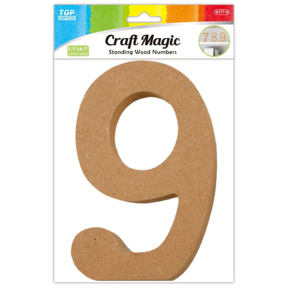 12 pieces Wooden Number "9" 13x12x1.2cm - Craft Kits - at ...