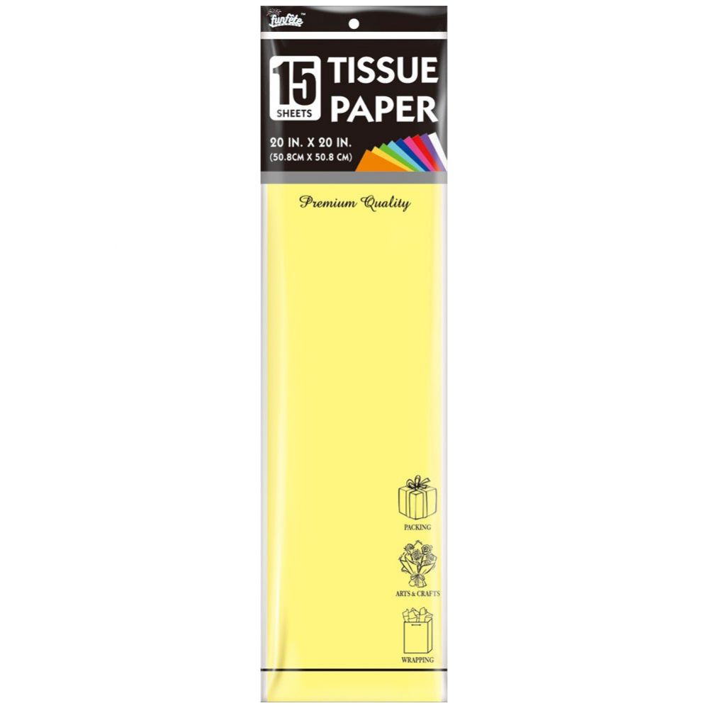 72 pieces 15ct Tissue Paper Yellow 72s 20x20-inch - Tissue Paper - at ...