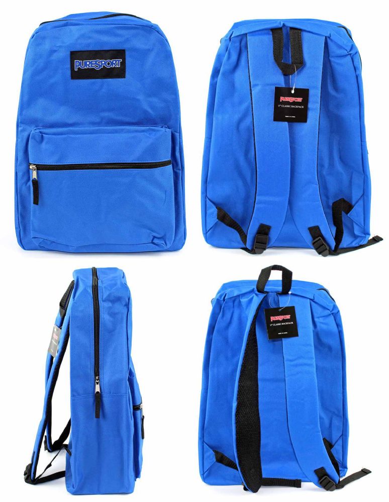 12 Pieces of 15" Classic Puresport Backpacks - Blue - at ...