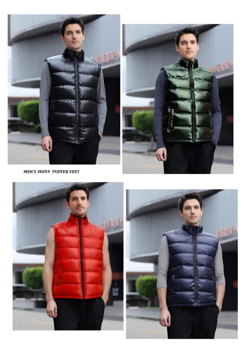 Bulk Men's Fashion Puffer Shiny Vest In Assorted Colors - WSD