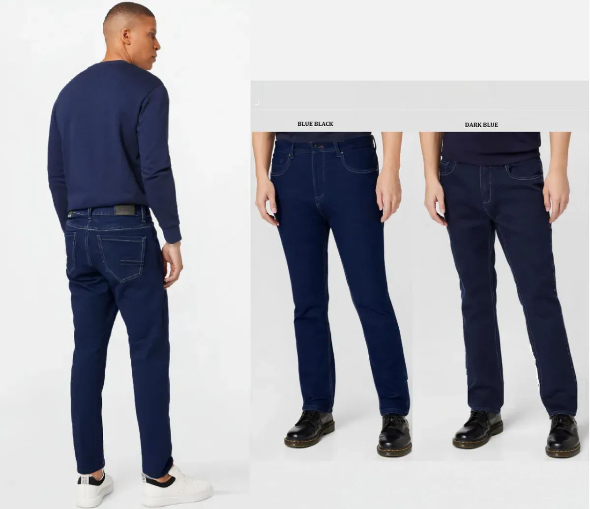 Bulk Men's Net Denim Streatchy Jeans In Blue Black - WSD