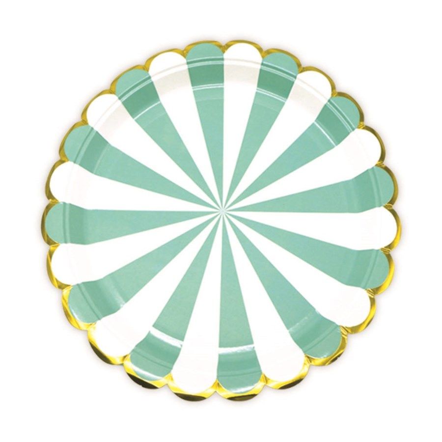 96 Pieces Nine Inch Eight Count Paper Plate Green Gold Rimmed - Party ...