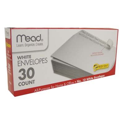 12 Wholesale Mead Envelopes 30 Ct Self - Adhessive White - WSD