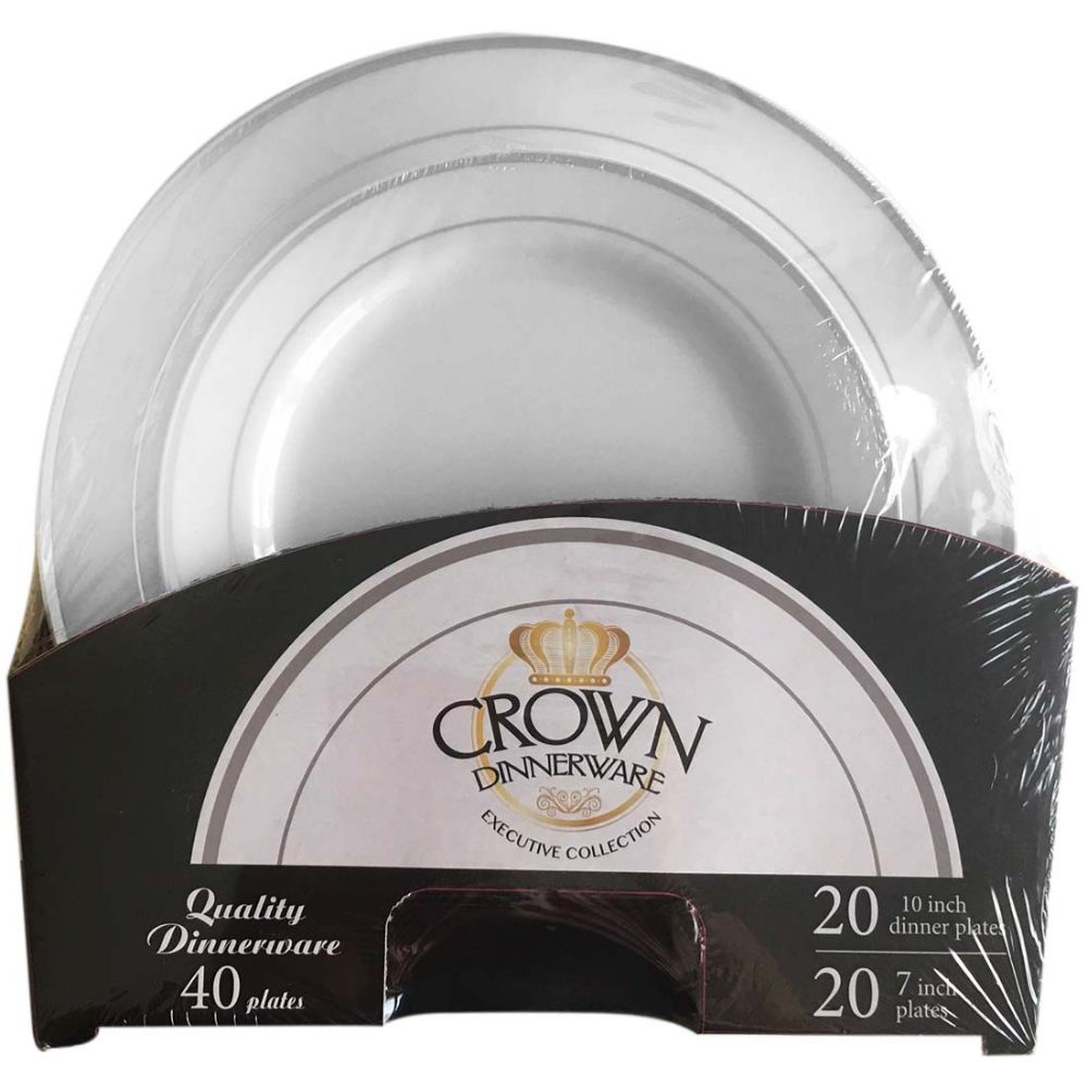 6 Pieces Crown Palte Set 40 Ct Set (20 X 7 In Plate & 20 X 10 In Plate ...