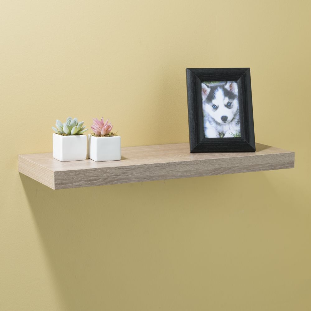 6 Pieces Home Basics Rectangle Floating Shelf, Oak - Home Accessories ...