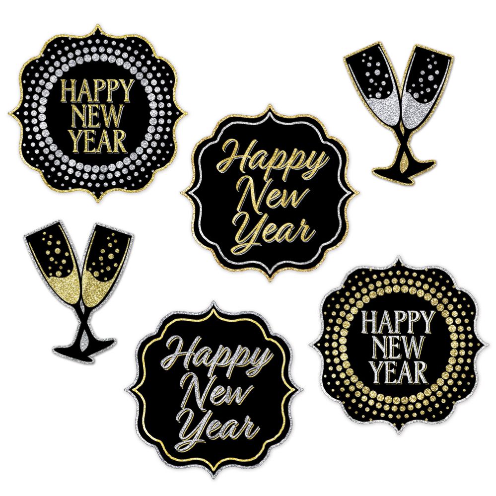 12 Pieces Happy New Year Cutouts - Hanging Decorations & Cut Out - at ...